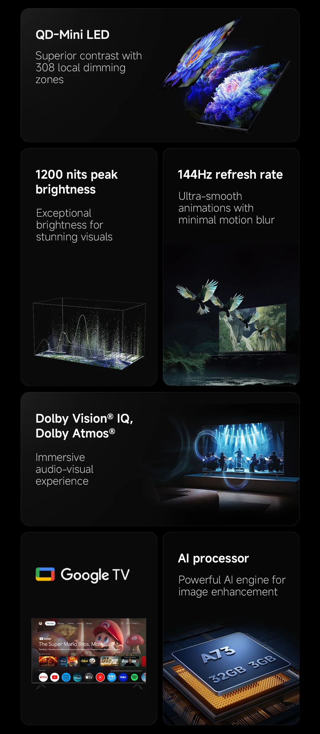 XIAOMI S MINI 55 144Hz QD-Mini LED Dolby Vision® IQ, Dolby Atmos ...